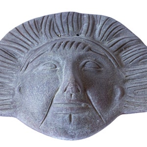 Vintage Aztec Mayan Mask, Terracotta Clay Wall Hanging, Mexican Folk ...
