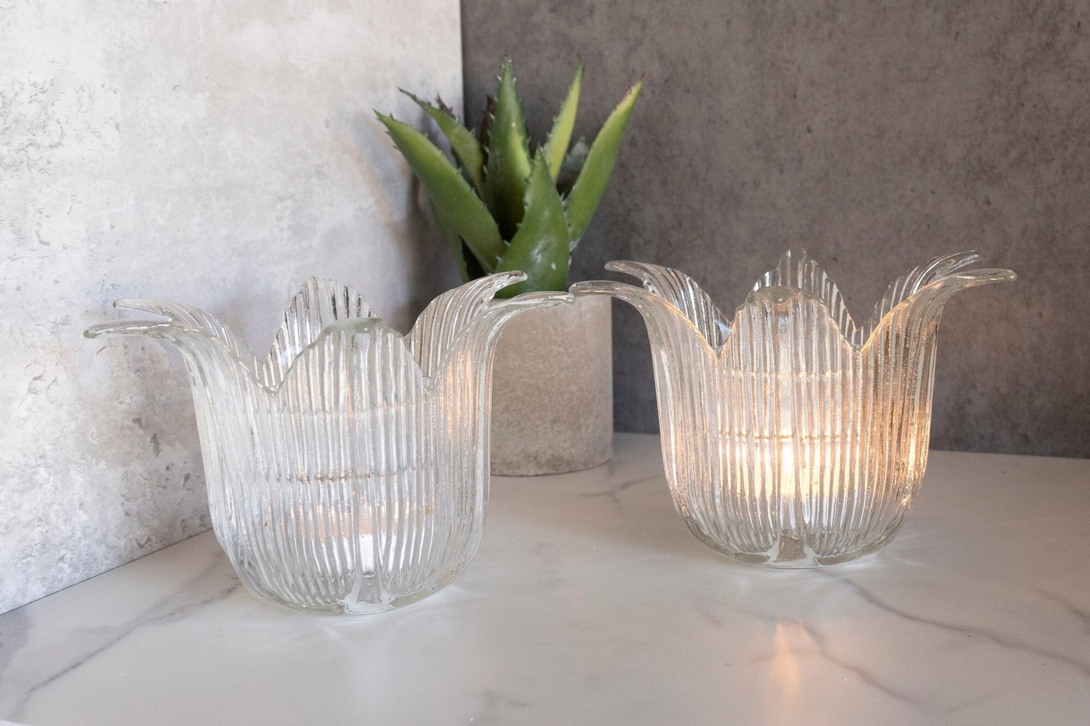Made in Mexico Glass Tulip Candle Holders With Candle Votive Inserts - Etsy
