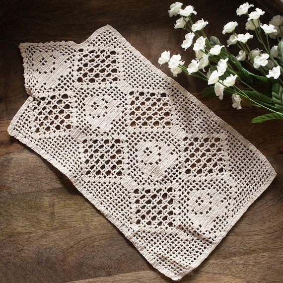 Vintage Rectangle Crochet Doily Lace Doilies Table Decoration - Etsy