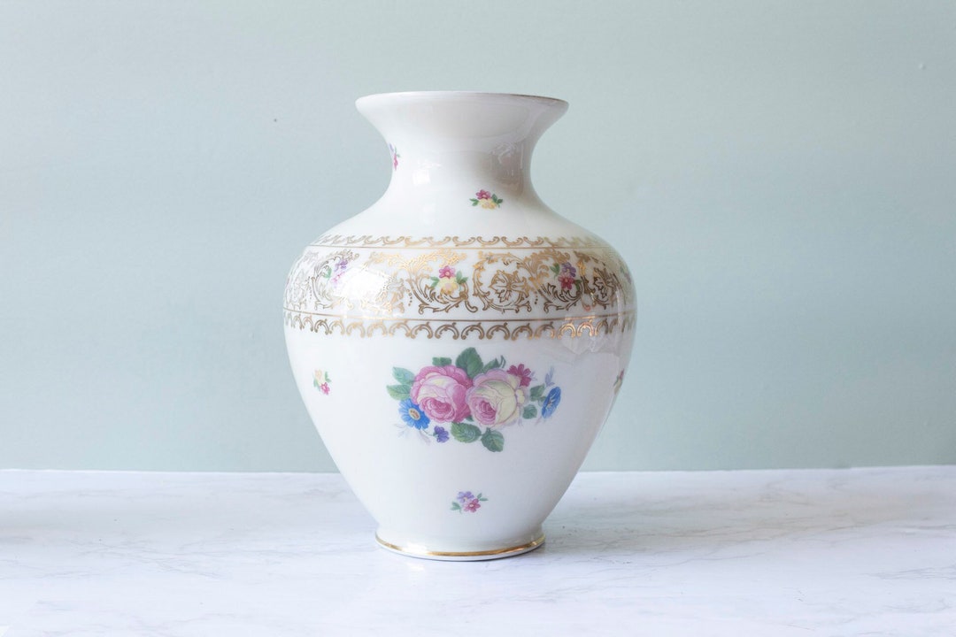 Vintage Floral Thomas Ivory Bavaria Vase - Etsy