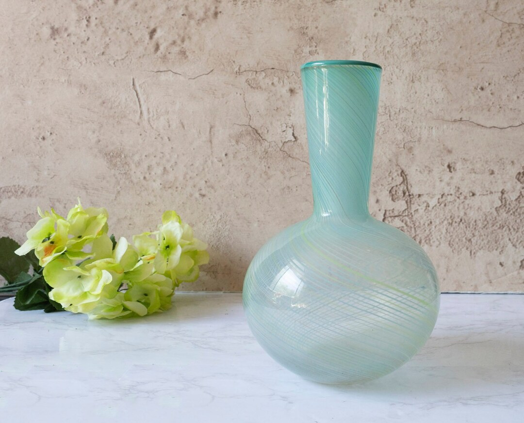 Spiral Art Glass Vase Mint Green Handblown Art Glass Vase - Etsy