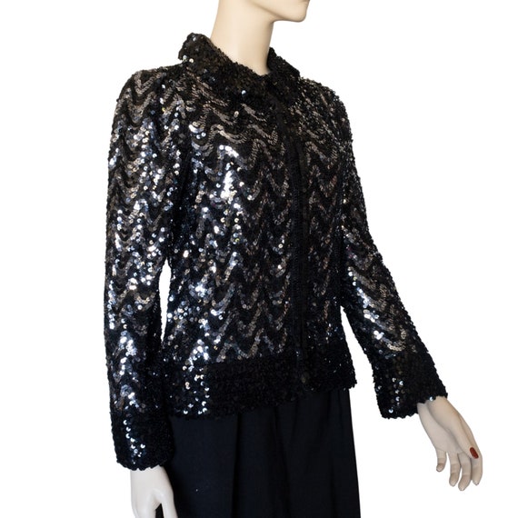 1970s Vintage Sequin Black Jacket Union Made - Gem