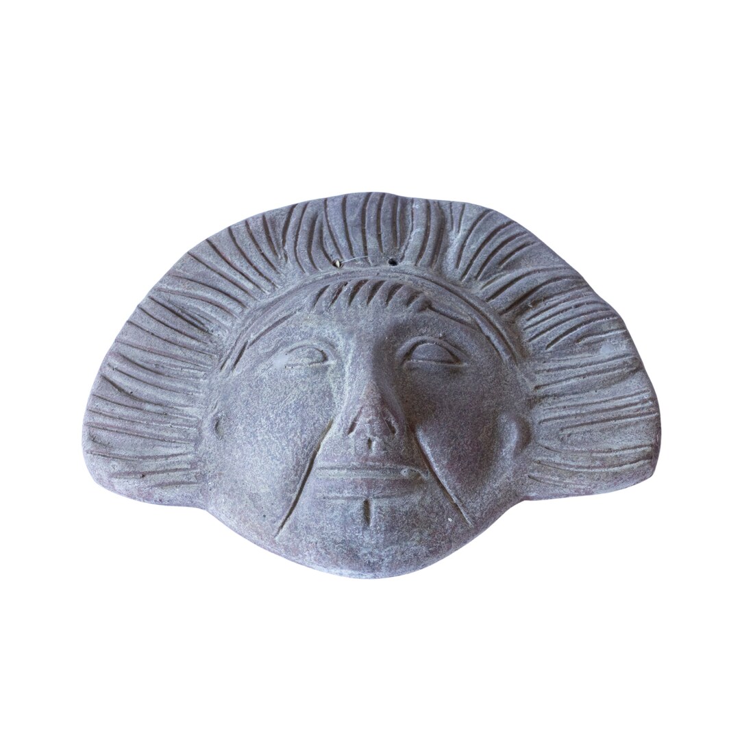 Vintage Aztec Mayan Mask, Terracotta Clay Wall Hanging, Mexican Folk ...