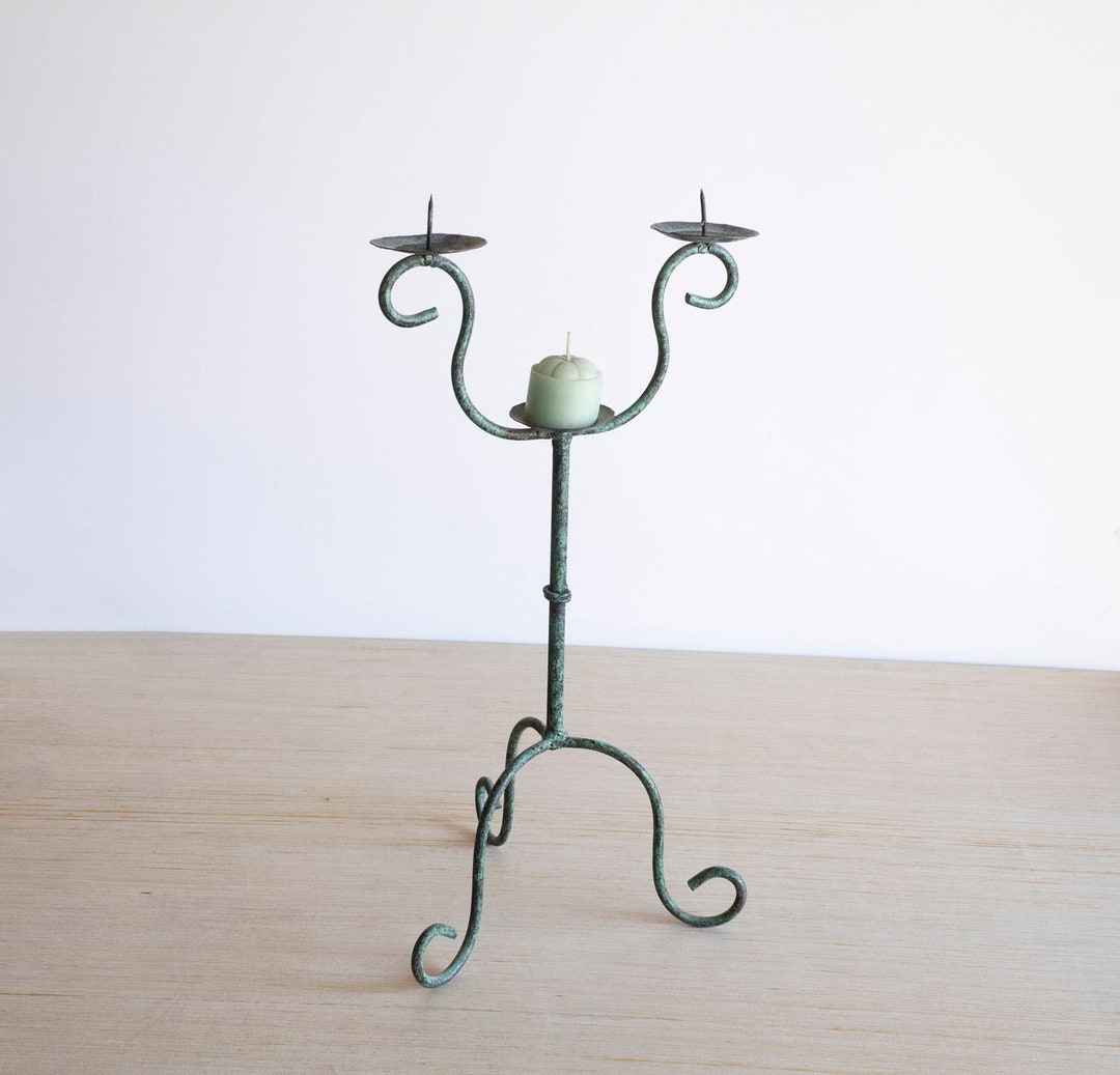 Patina Metal, Twisted Wire, Candle Holder, Rustic, Industrial, Home ...