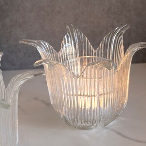 Made in Mexico Glass Tulip Candle Holders With Candle Votive Inserts - Etsy
