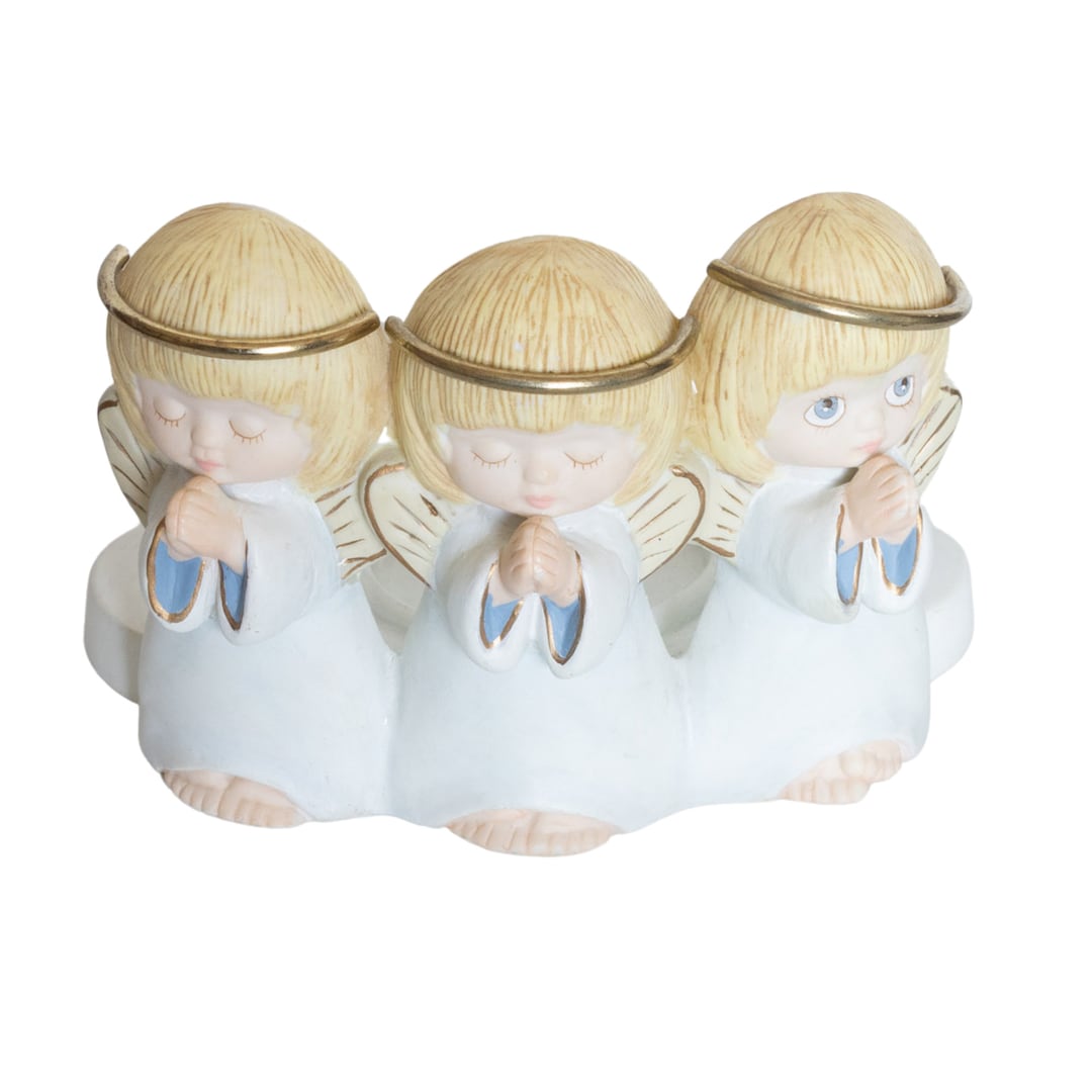 Vintage Hallmark Praying Angels Figurine, Bisque Porcelain With Gold ...