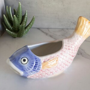 Ceramic Fish Shaped Blue/pink Salmon Planter Made in Portugal - Etsy