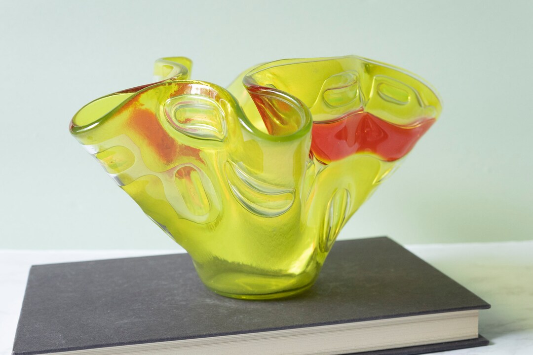 Vintage MCM Art Glass Centerpiece Dish or Candleholder - Etsy