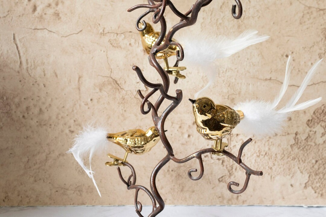 Jaclyn Smith Glass Ornaments Golden Radiance Birds Clip on Vintage 1980 ...
