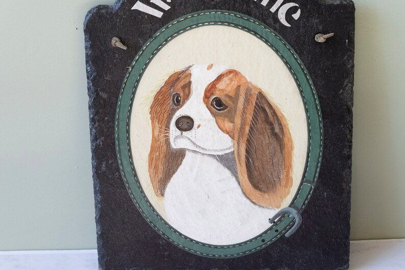 Welcome CAVALIER KING CHARLES Spaniel Slate Stone Welcome Sign - Etsy