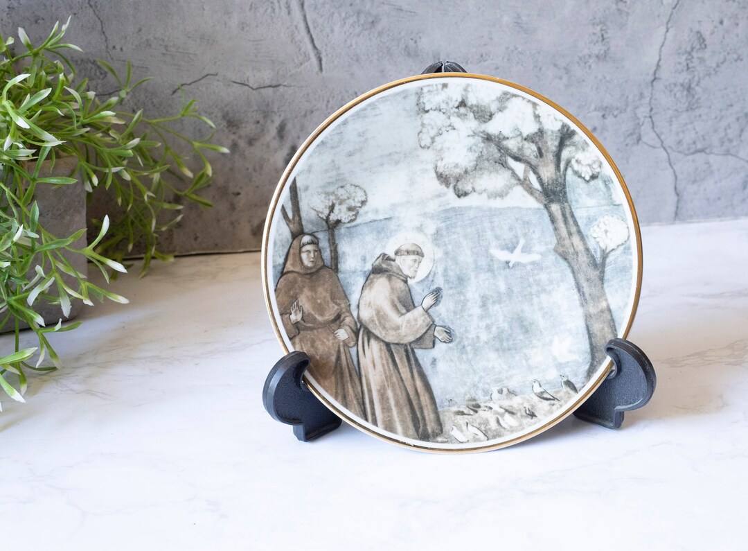 Religious Priest & Nun Plate Feeding Birds - Etsy