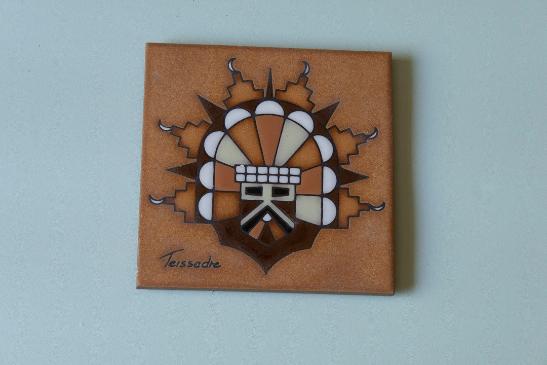 Vintage Western Native American Kachina Design Ceramic Wall Tile by ...