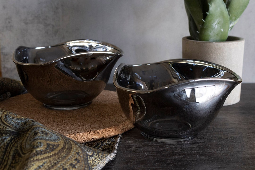 Set of 2 Mid Century Modern Silver Fade Glass Bowls Nut Dishes - Etsy