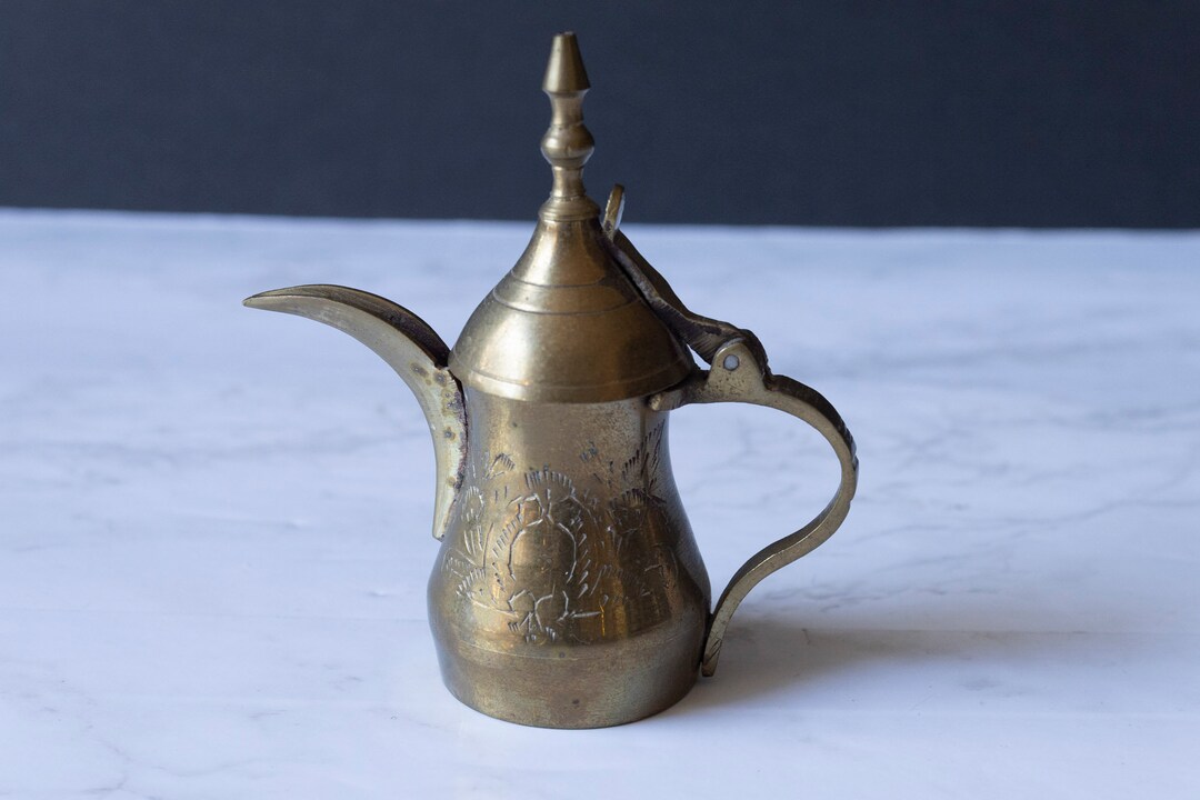 Antique Brass Etched Mini Dallah Figurine Turkish Coffee Pot - Etsy