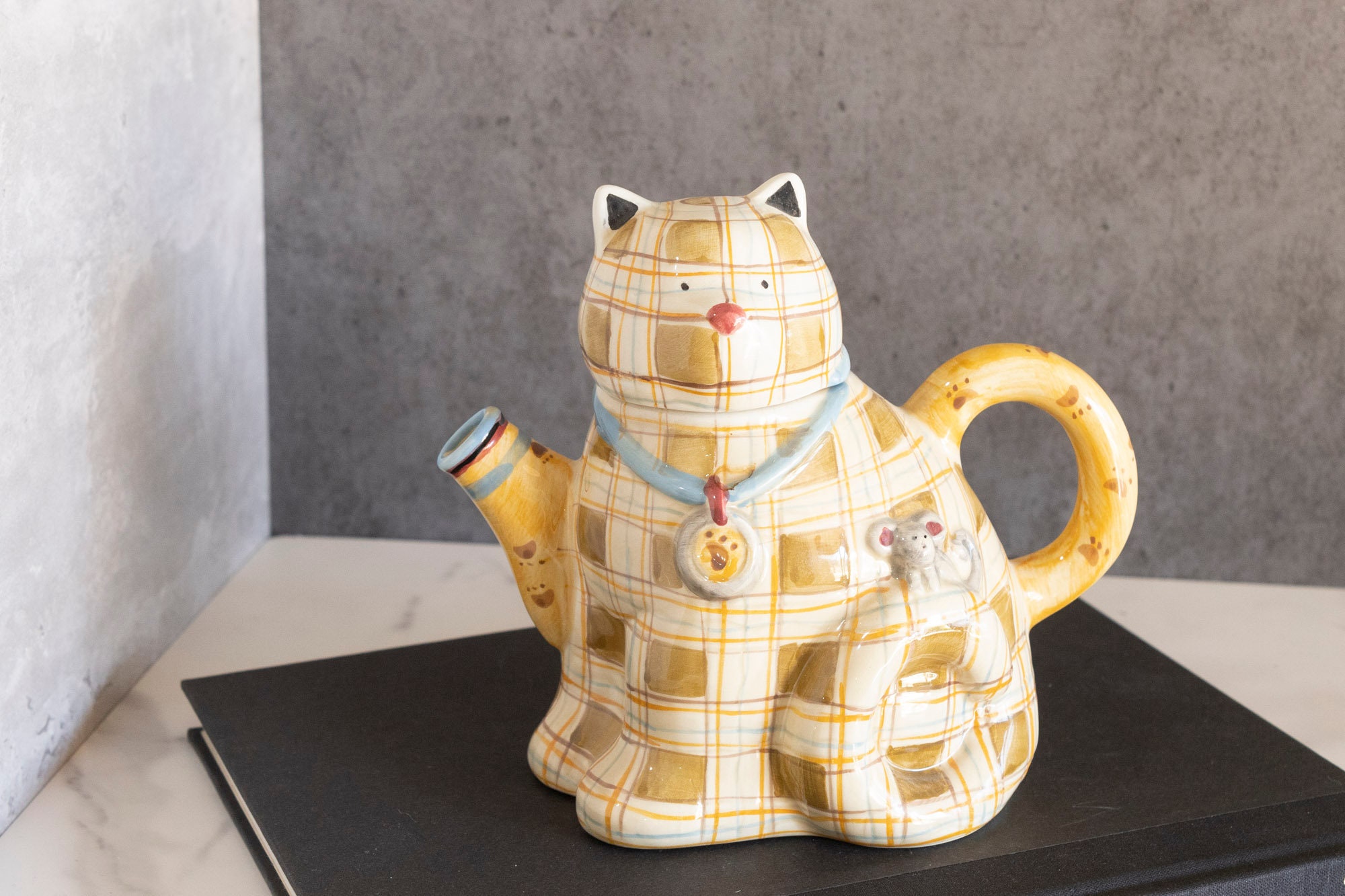 Vintage Sakura by Debbie Mumm Hand Painted "plaid Kitty" Cat Ceramic ...