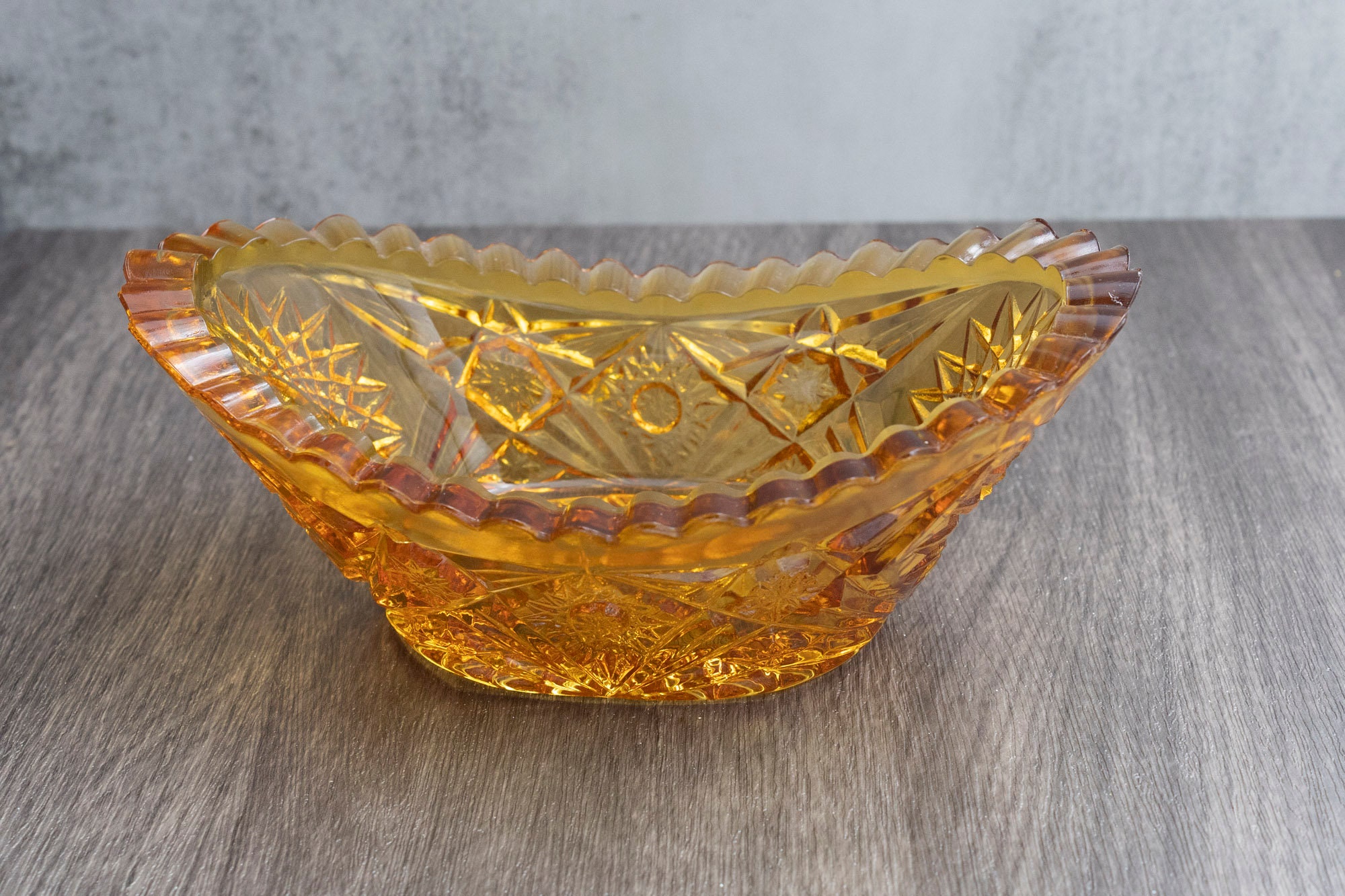 1960's Amber Pressed Glass Stars, Finely Scalloped Edge, Oval High on ...