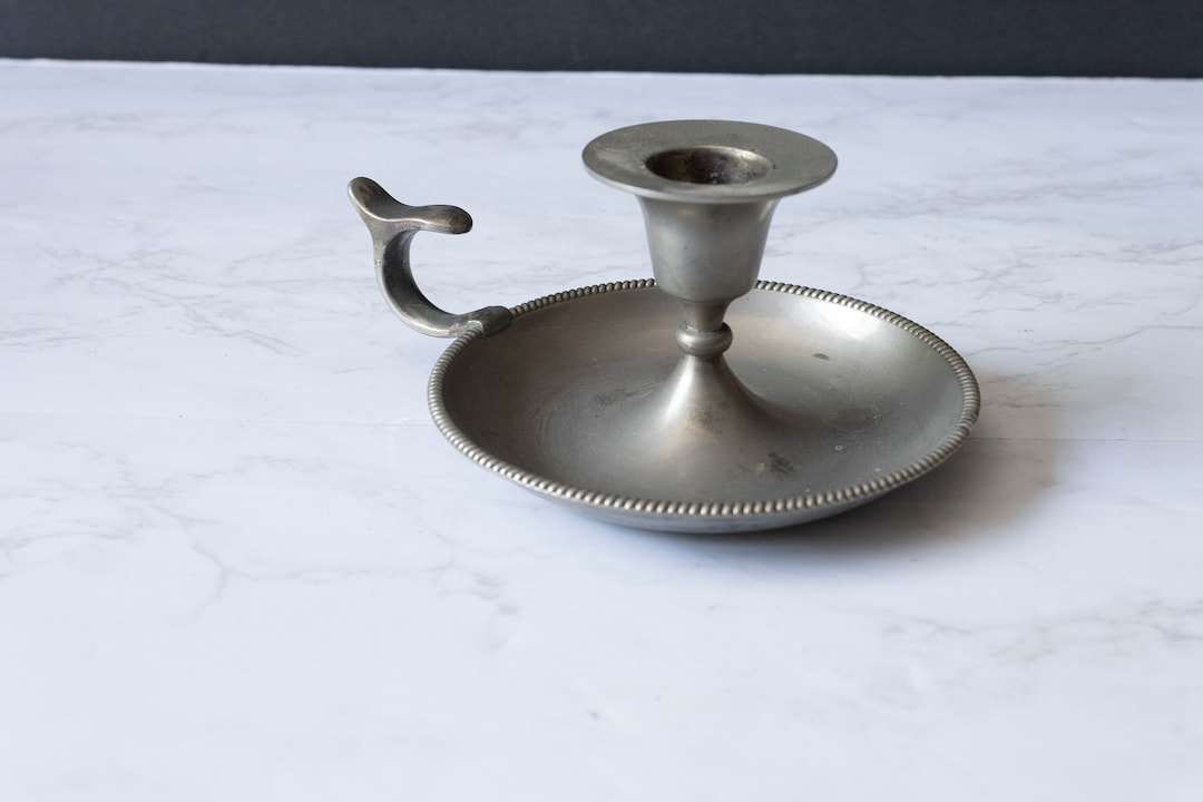 Vintage Silver Plate Candle Holder Bedside Chamberstick Candlestick ...