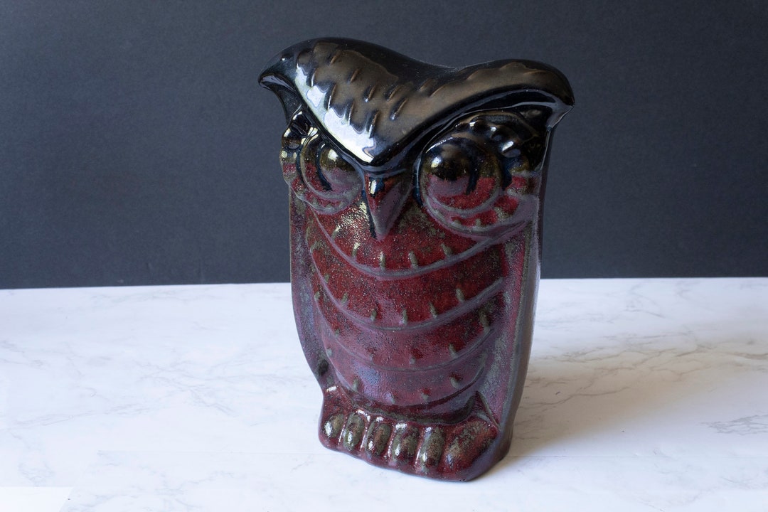 Vintage Apropos Home Collection Glazed Ceramic Wise Owl Red Brown Ombre ...