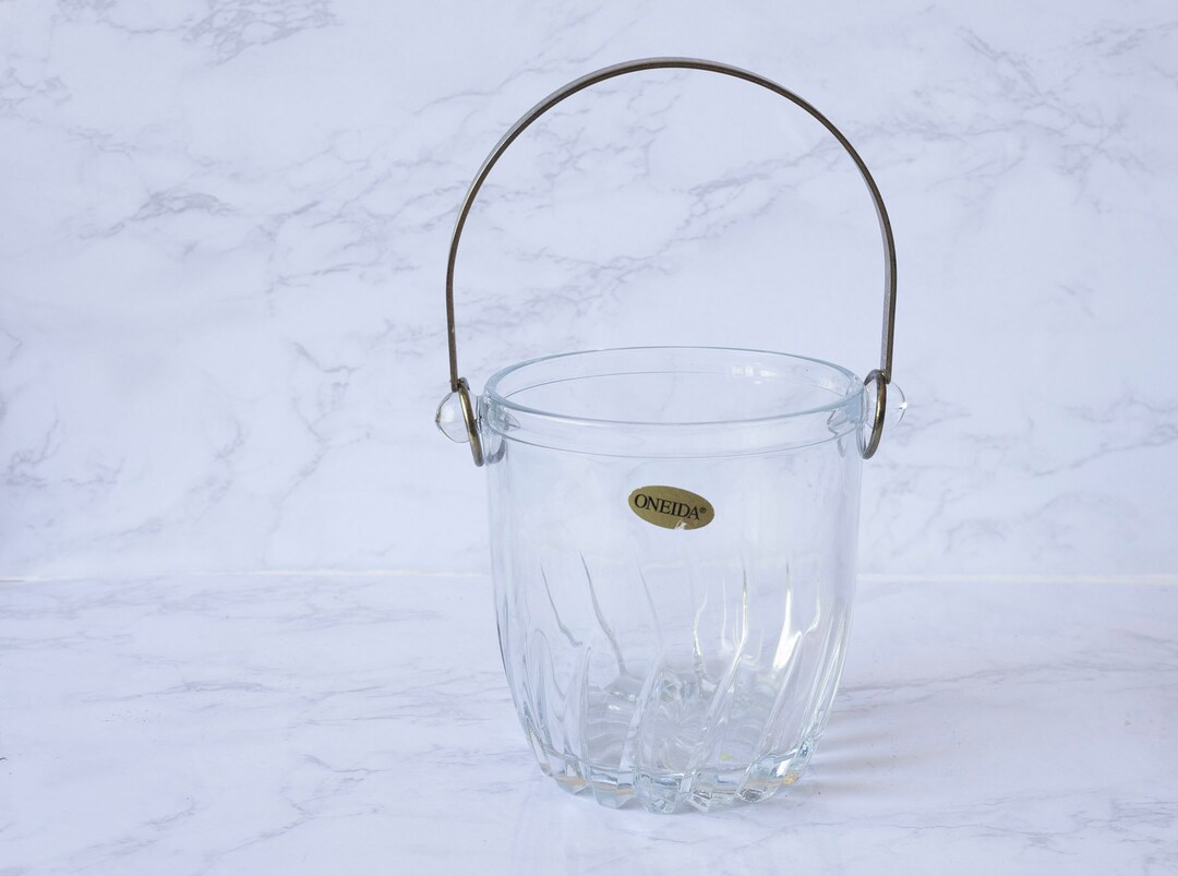 Vintage Small Crystal Oneida Ice Bucket With Gold Etched Handle - Etsy