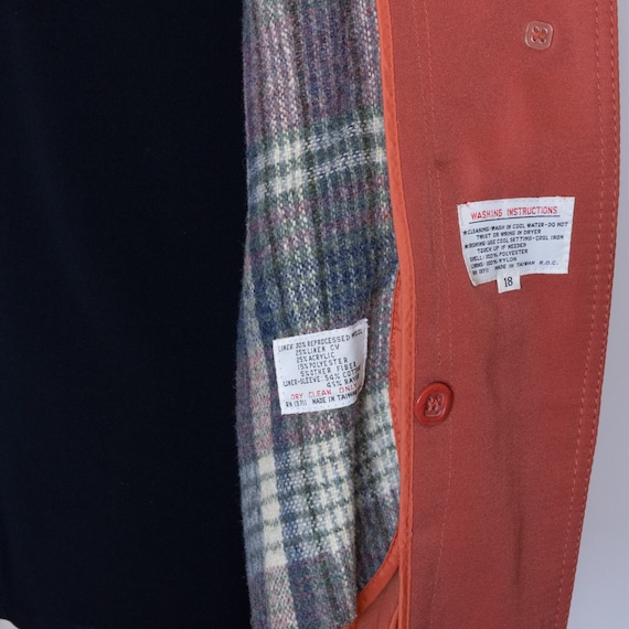 Orange/Coral Trench Coat By Sirocco With Plaid Lining… - Gem