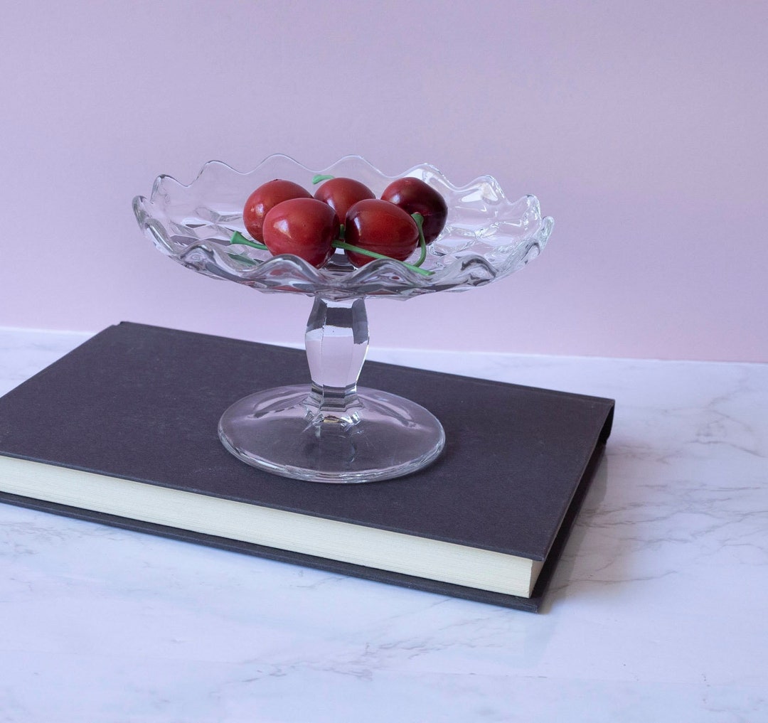 Vintage Clear Glass Footed Tray/pedestal Stand - Etsy