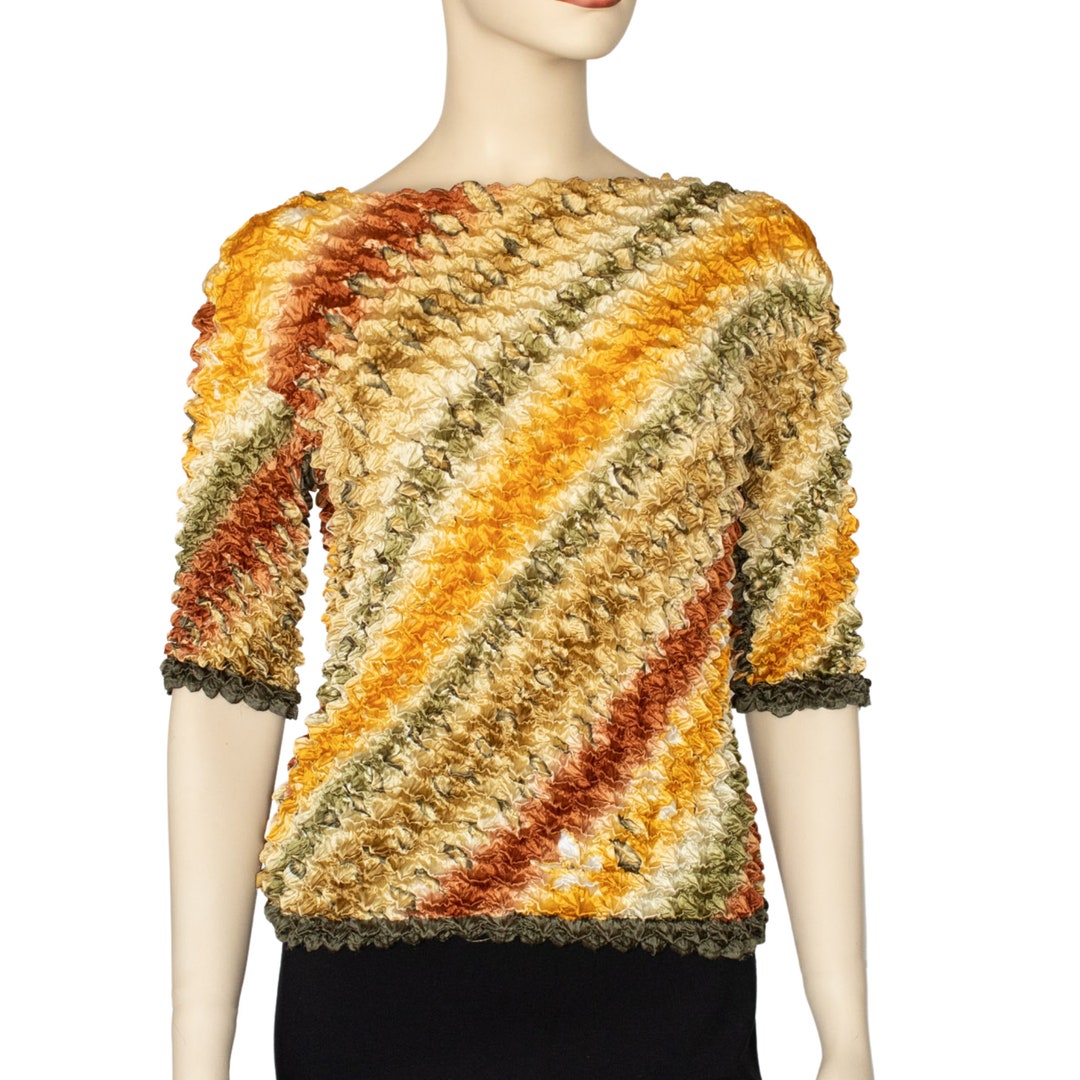 Multi Color Scrunch Popcorn Top Vintage 1990's Y2K - Etsy