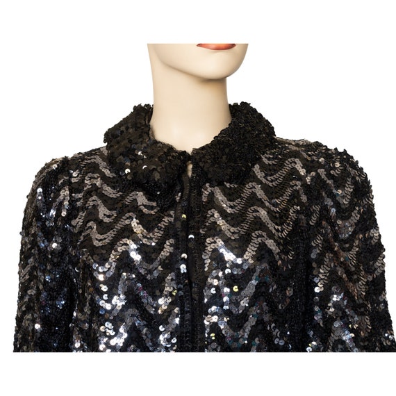 1970s Vintage Sequin Black Jacket Union Made - Gem