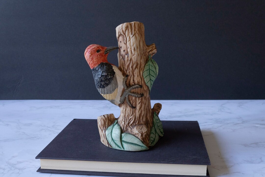 Bisque Porcelain Woodpecker Statue/figurine Red Headed Woodpecker - Etsy