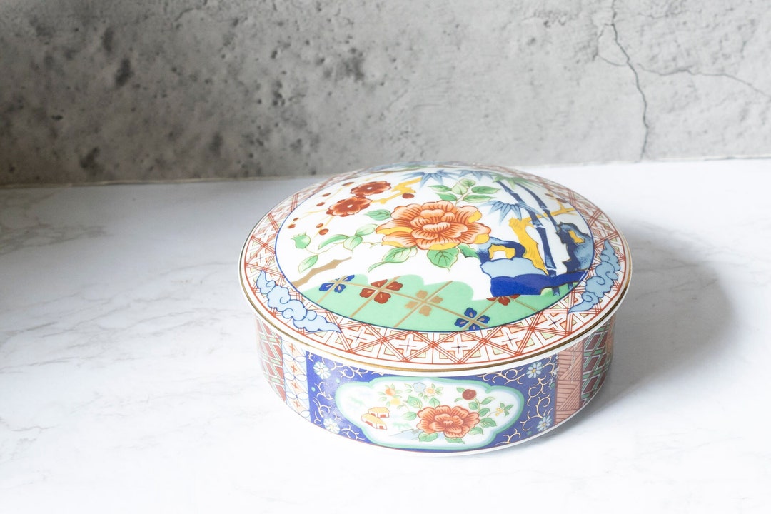 1970s Japanese Imari Porcelain Trinket Box Lidded Made by Nagoya ...