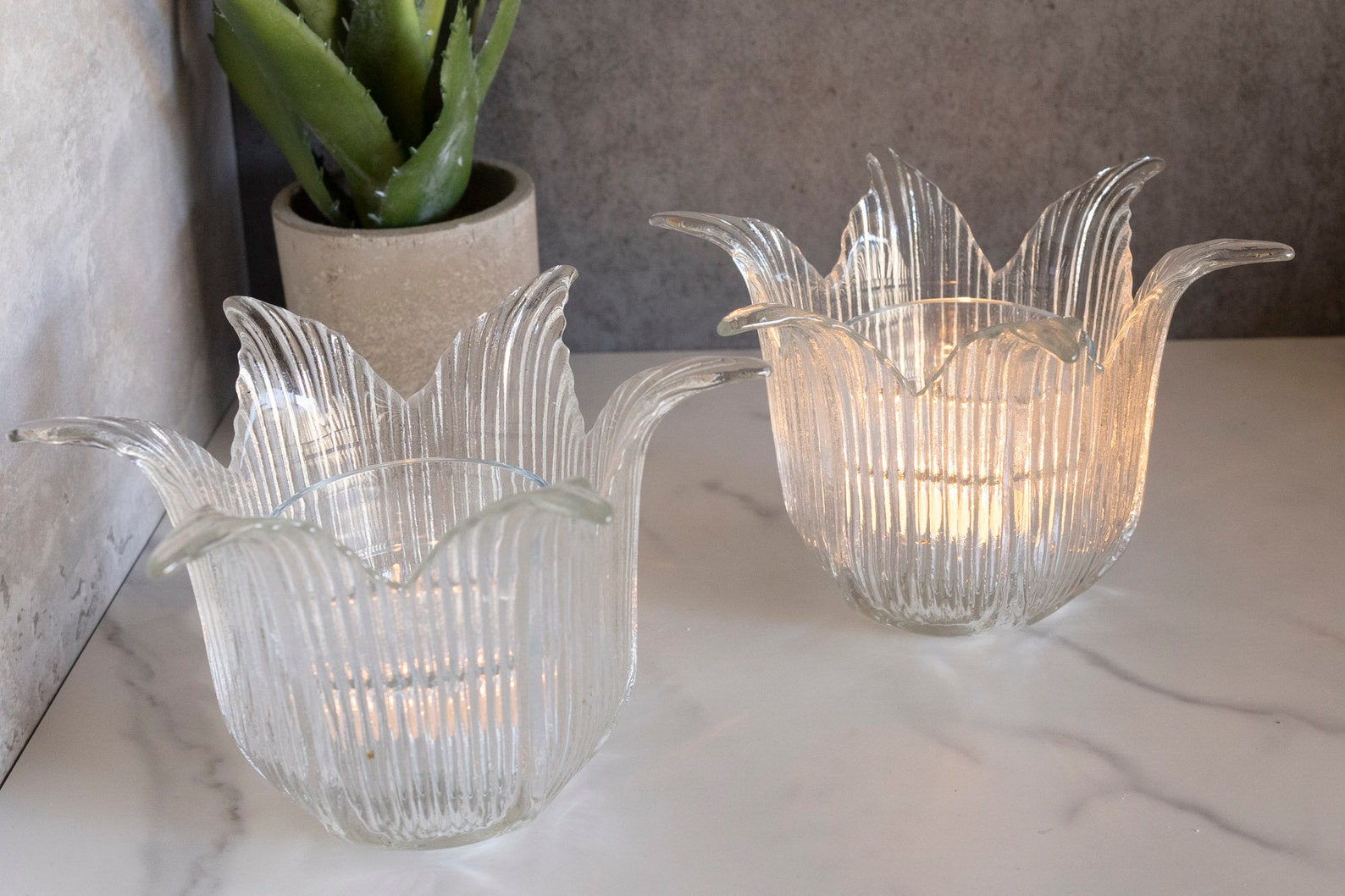 Made in Mexico Glass Tulip Candle Holders With Candle Votive Inserts - Etsy
