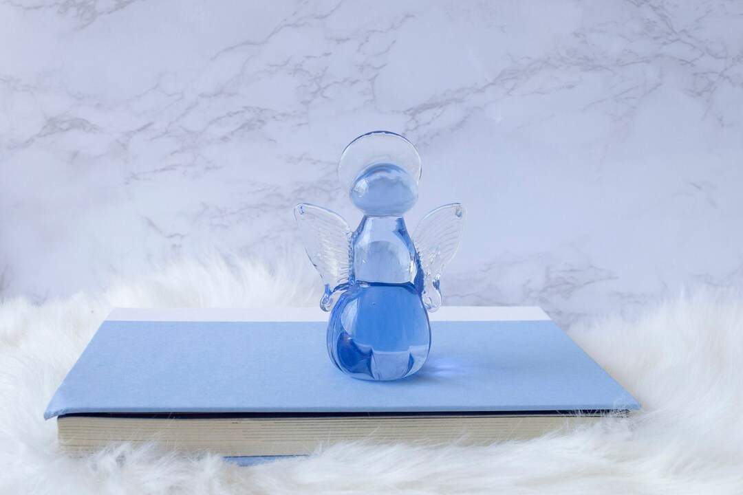 Blue Glass Angel Figurine Paperweight Art Glass - Etsy