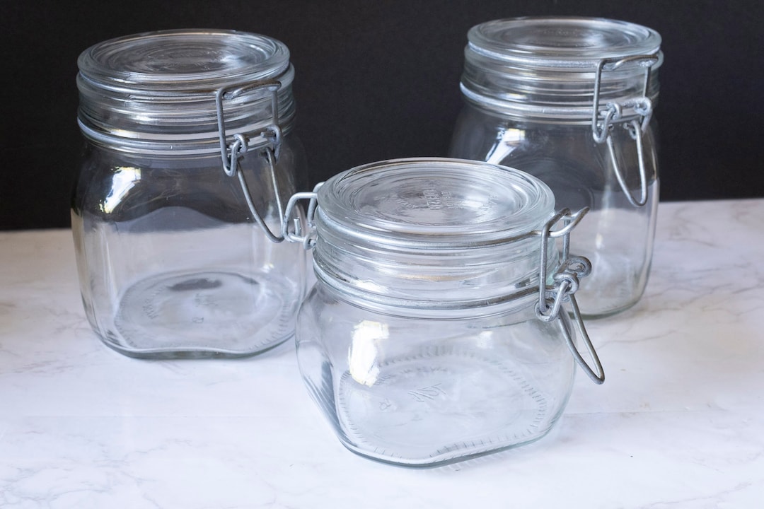 Italian Glass Canister/lidded Jar Set of 3 Made in Italy Vetri Di ...