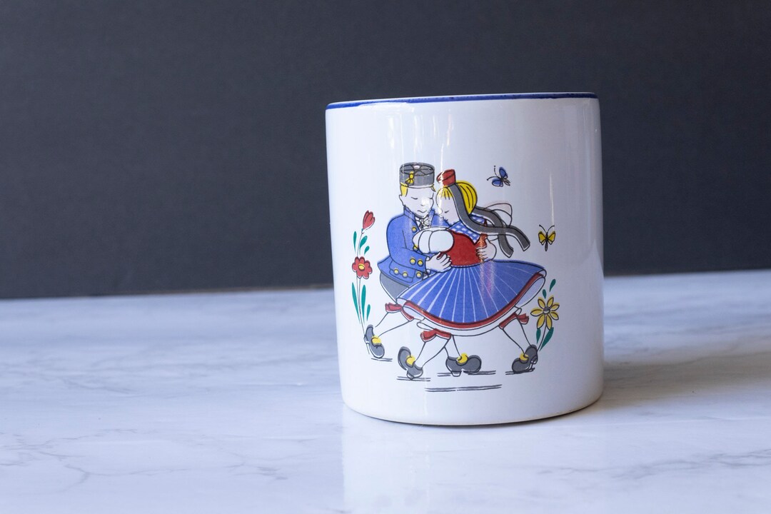 Vintage Ceramic Dutch Dancers Utensil Holder Crock/jar ~ German Folk ...