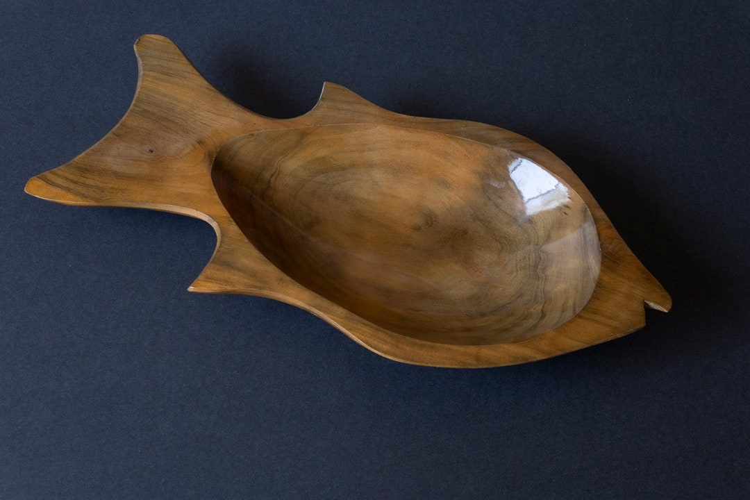 MCM Wood Fish Bowl/dish - Etsy
