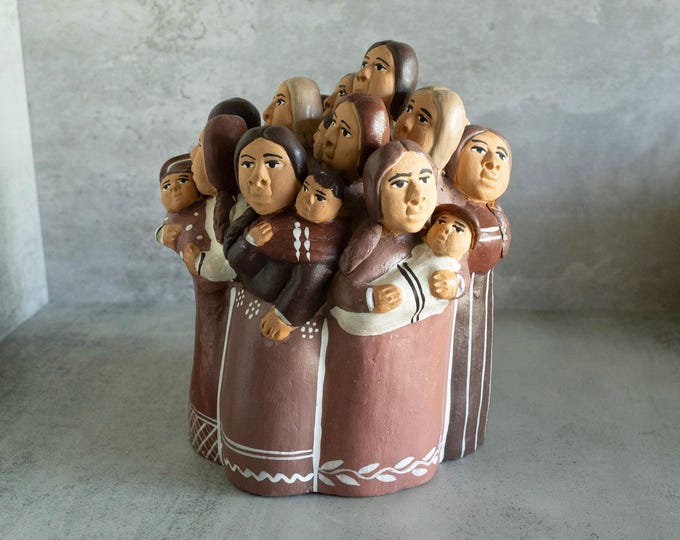 Peruvian Red Clay Terra Cotta Folk Art Pottery 13 Women Figurines With ...