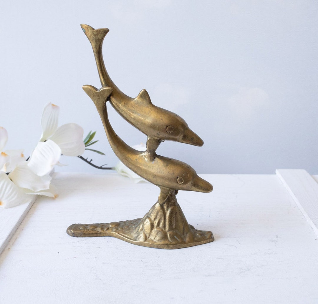 Vintage Small Brass Dolphins Figurine/ Statuette - Etsy