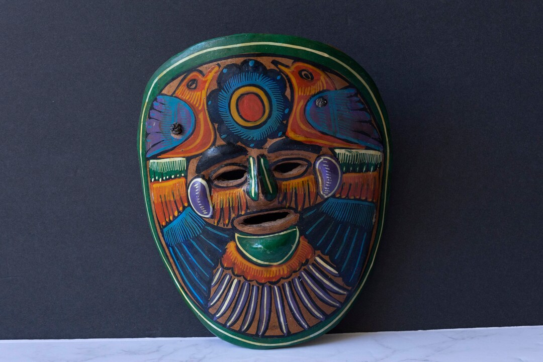 Mexican Terracotta Wall Mask, Terracotta Pottery, Hand-painted Mask ...