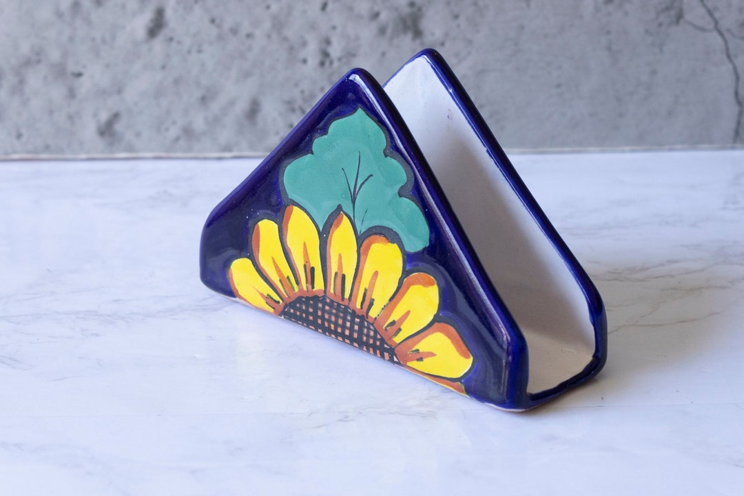 Mexican Talavera Pottery Sunflower Motif Napkin Holder - Etsy