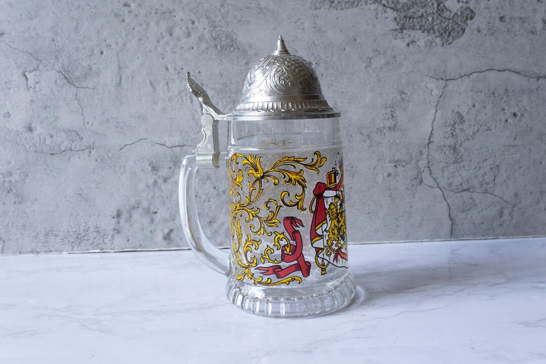 Etched Glass Beer Stein Coat of Arms Germany-united We Stand - Etsy