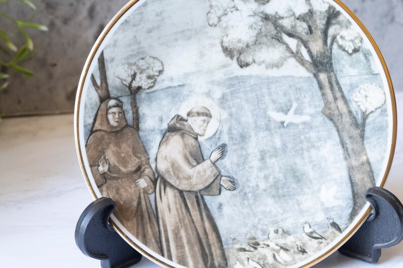 Religious Priest & Nun Plate Feeding Birds - Etsy