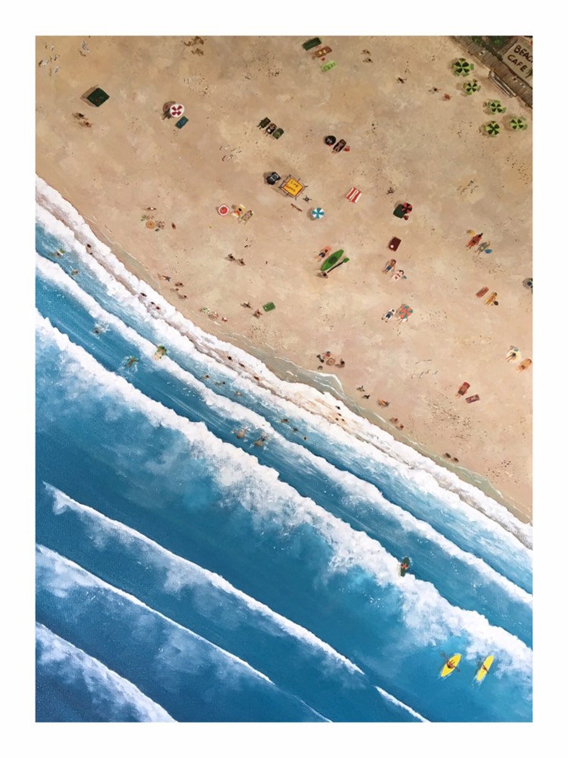 Beach Overhead Art. Surfing Art Aerial View Beach Painting - Etsy New ...