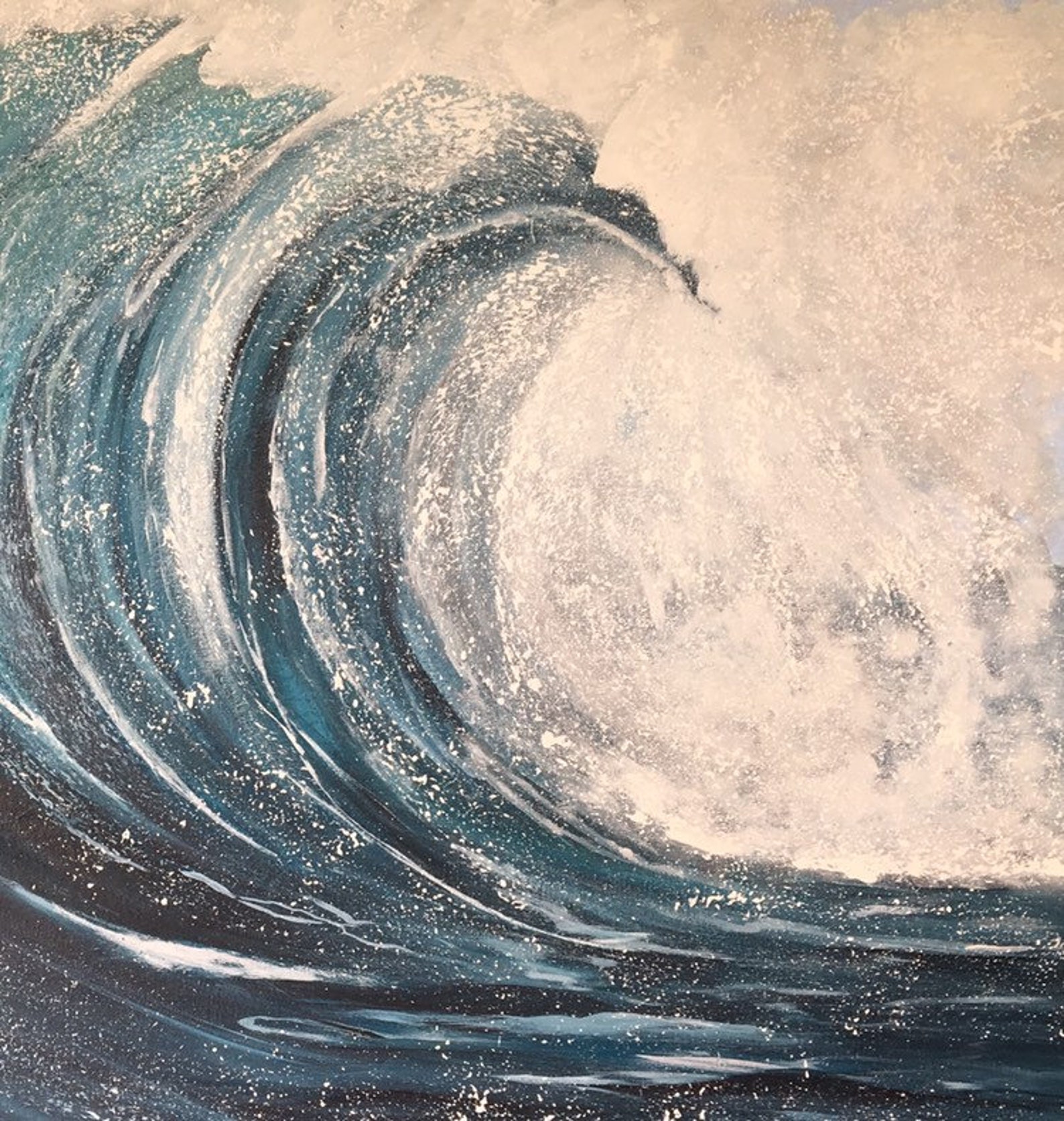 Abstract Wave Painting, Large Abstract Wave Art Original on Canvas ...