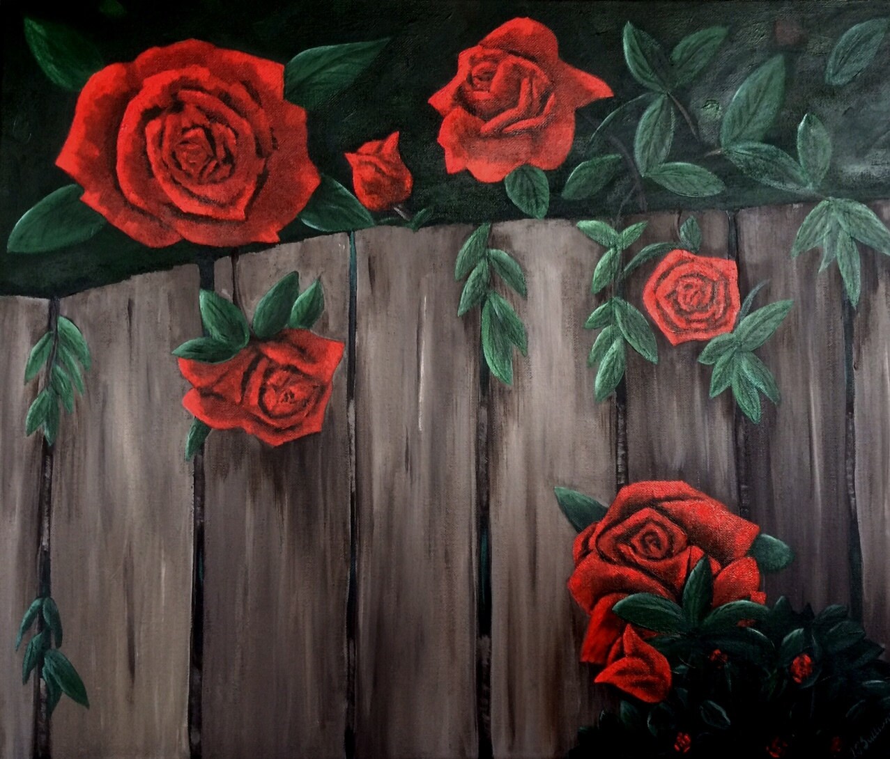 Blood Roses Original Acrylic on Canvas Painting - Etsy Norway