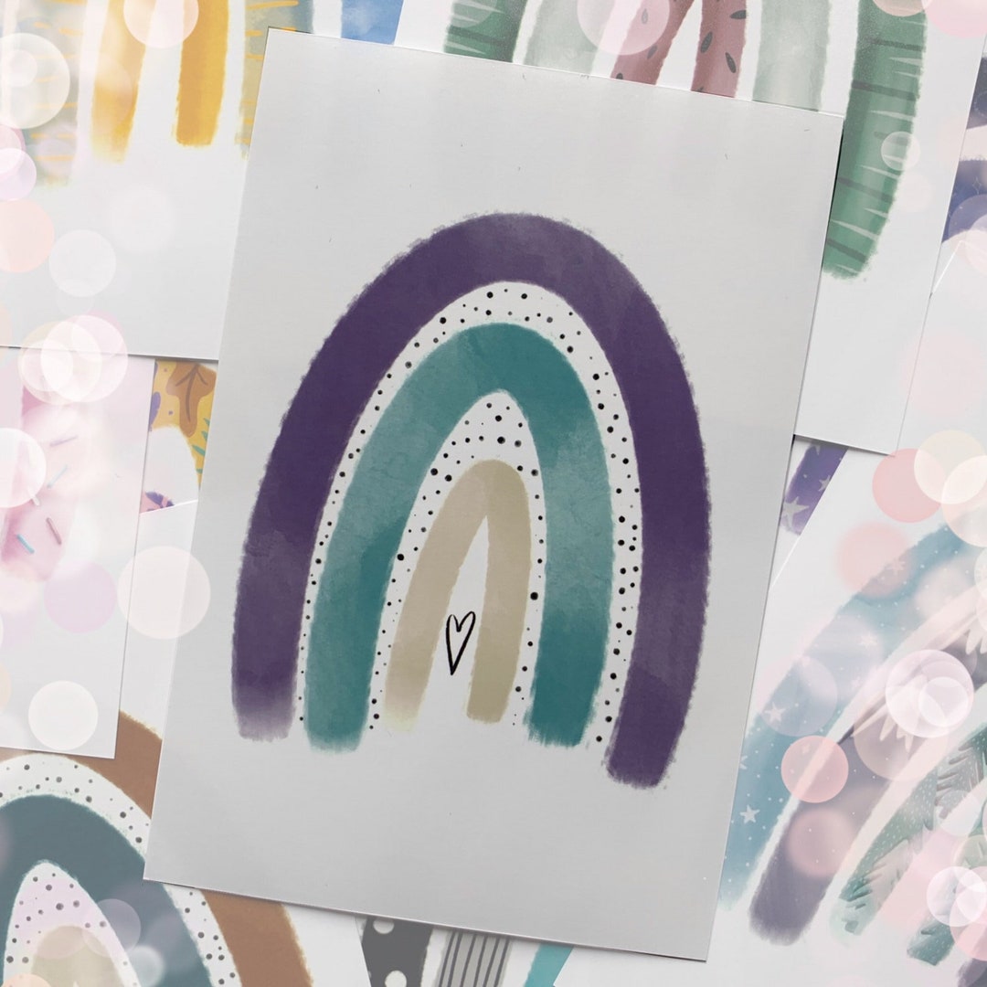 Purple and Teal Rainbow Art Print. 6 X 4 Wall Art. Decor for Childrens ...