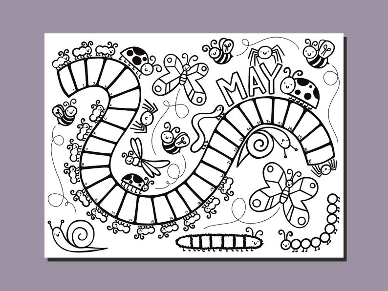 Year of Monthly Giant Goal Tracker/coloring Poster for Kids 12 Month ...