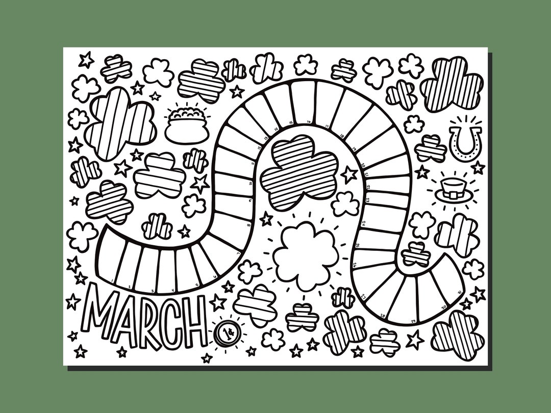 March Giant Monthly Goal Tracker/coloring Poster theme: Lucky - Etsy