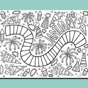 Year of Monthly Giant Goal Tracker/coloring Poster for Kids 12 Month ...