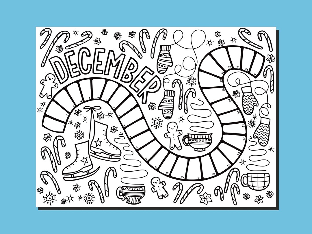 December Giant Monthly Goal Tracker/coloring Poster theme: Cozy - Etsy