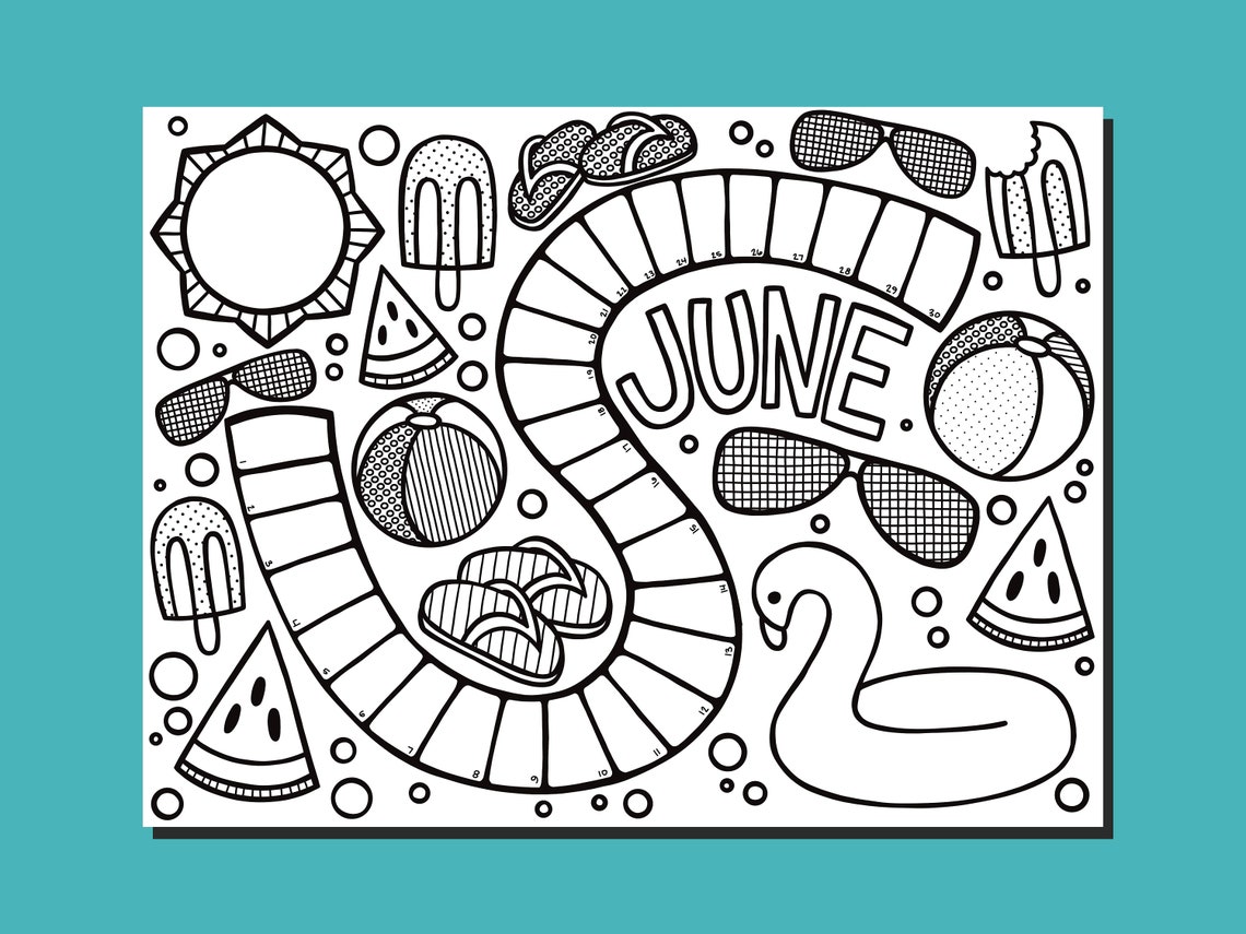 Year of Monthly Giant Goal Tracker/coloring Poster for Kids 12 Month ...