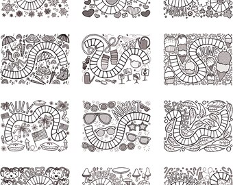 Year of Monthly Giant Goal Tracker/coloring Poster for Kids 12 Month ...